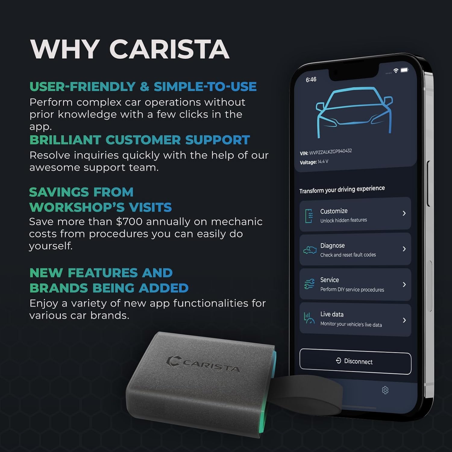Carista EVO - Bluetooth Scanner and App: Diagnostics, Customizations ...